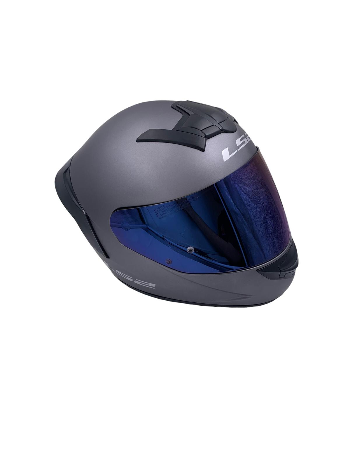 Casco Integral Ls2 Ff352 Gris Mate Spoiler Y Visera Blue Iridium ...