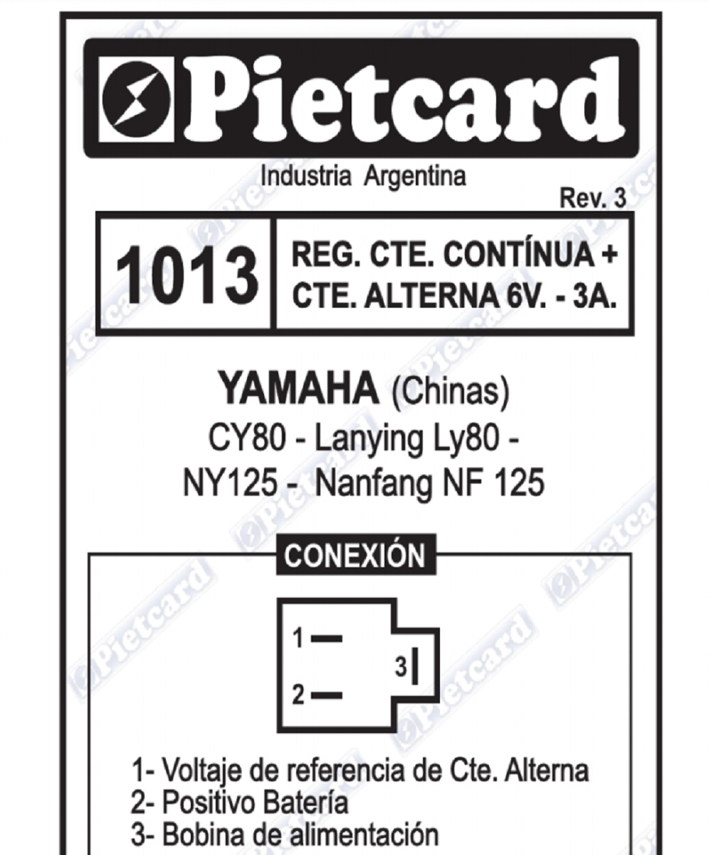 Regulador 6v Cte Cont. 3a Cte Alt. 3a Yamaha Cy80 V80 Pietcard ...